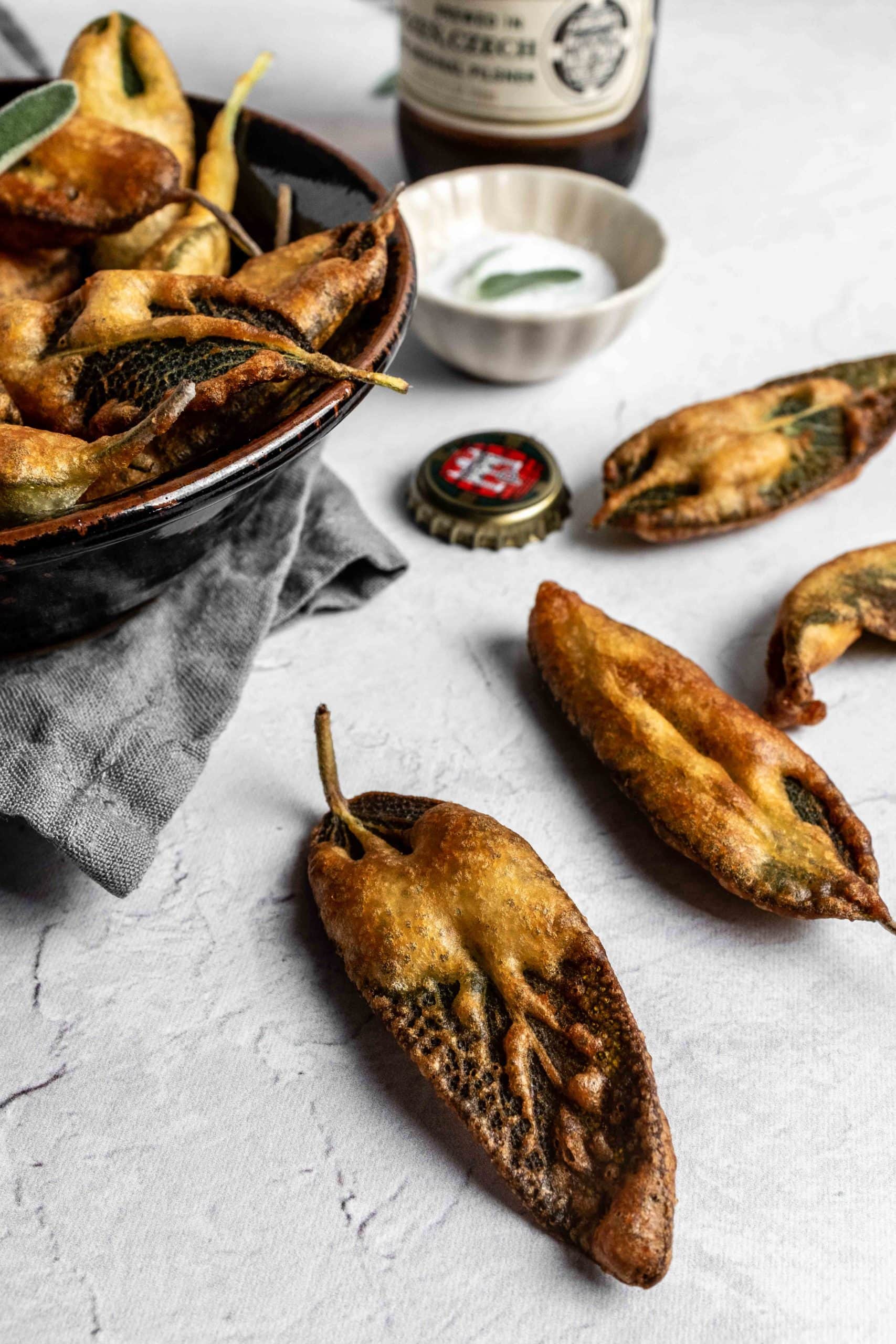 Beer Battered Fried Sage - Whisked Away Kitchen