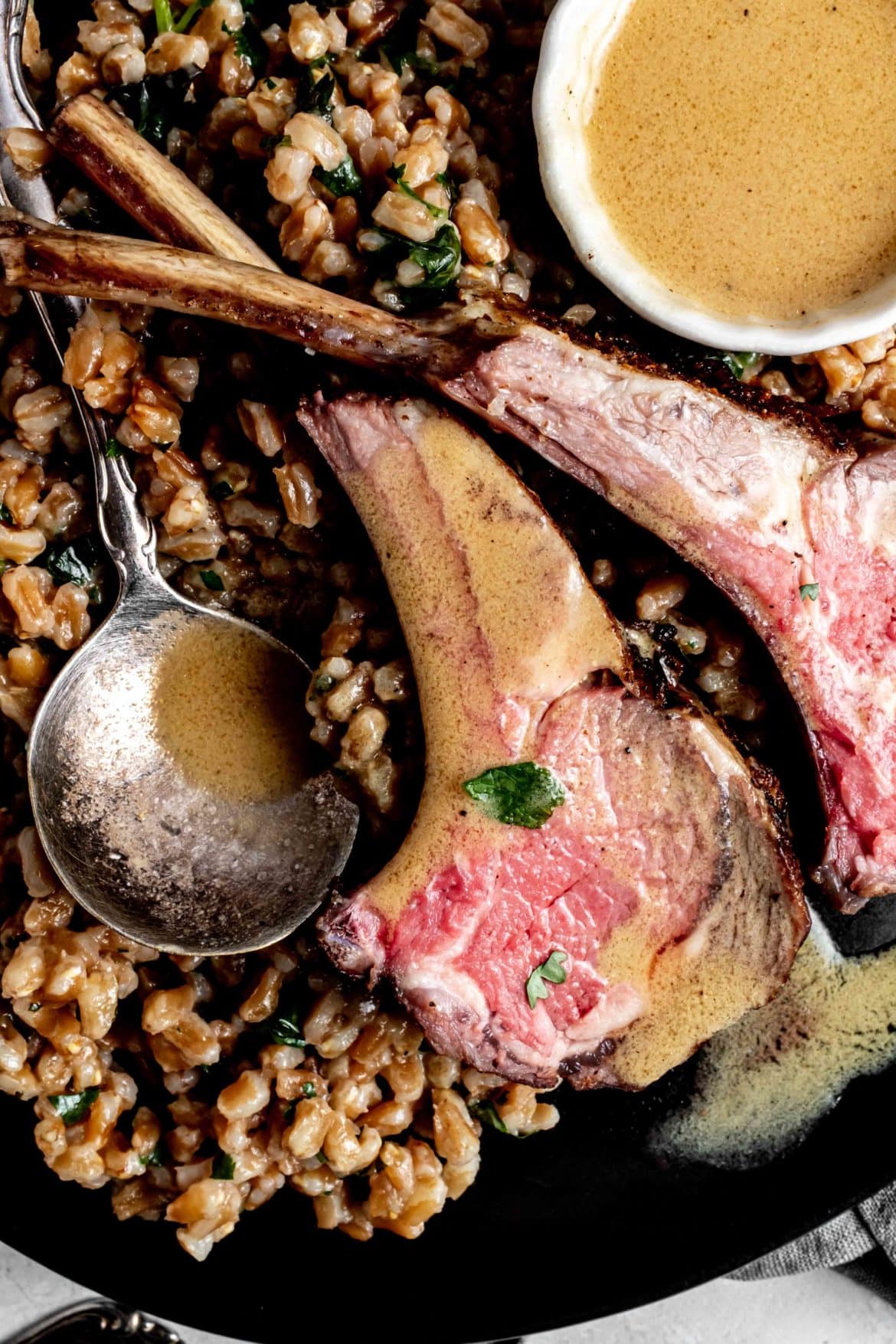 Reverse Sear Rack of Lamb with Dijon Mustard Sauce + Herby Farro ...
